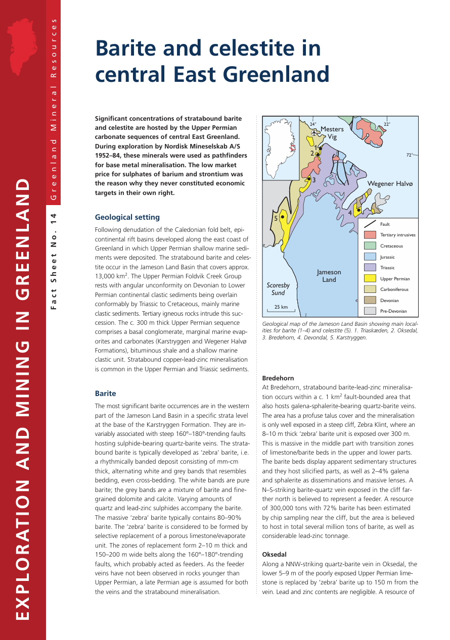 Fact Sheet 14: Barite and celestite in central East Greenland ...
