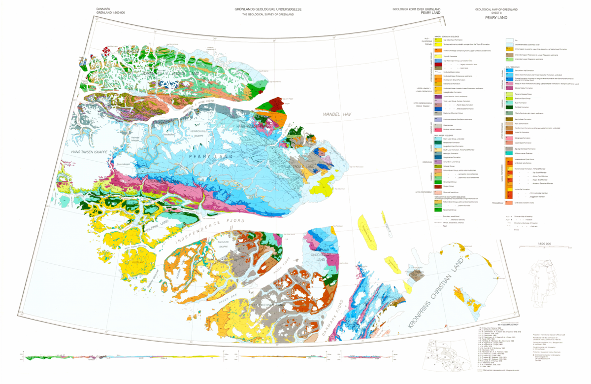 Sheet 8 Peary Land. Geologisk kort 1:500 000, 1986 - Skala 1:500 000 ...