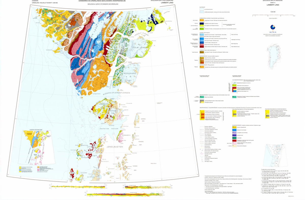 Sheet 9 Lambert Land. Geologisk kort 1:500 000, 2000 - Skala 1:500 000 ...